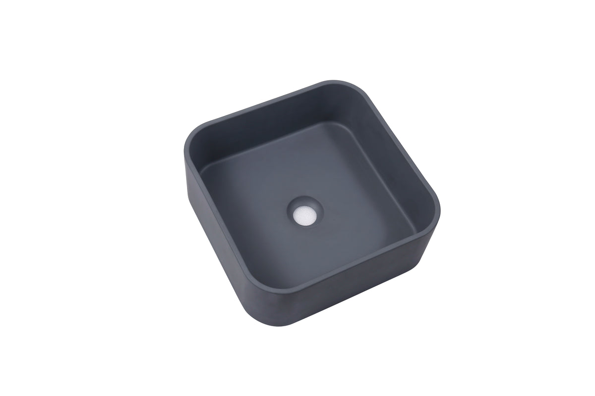 Ultra Modern concrete cement wash basin counter top Matt Dark Grey Squ ...