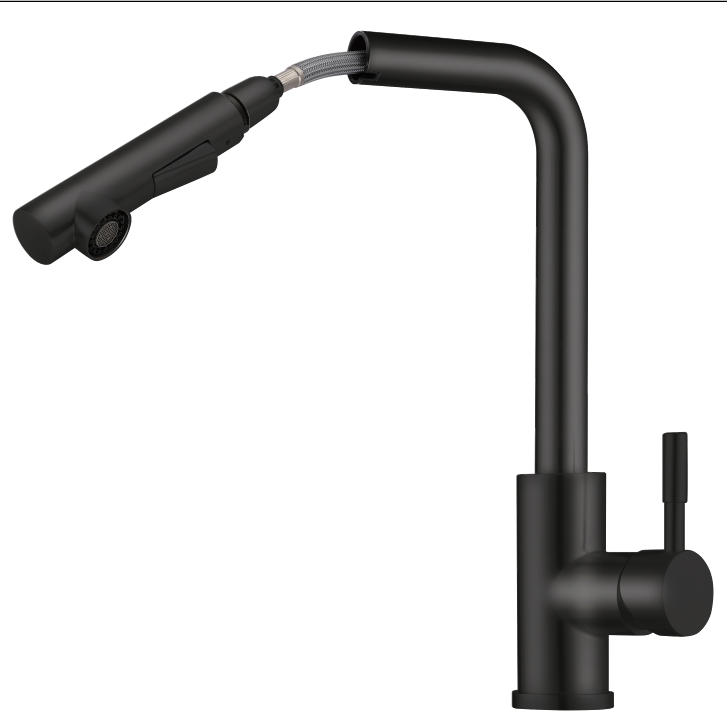 2021 Matte Black square neck neck kitchen mixer tap faucet Pull Out Sp ...